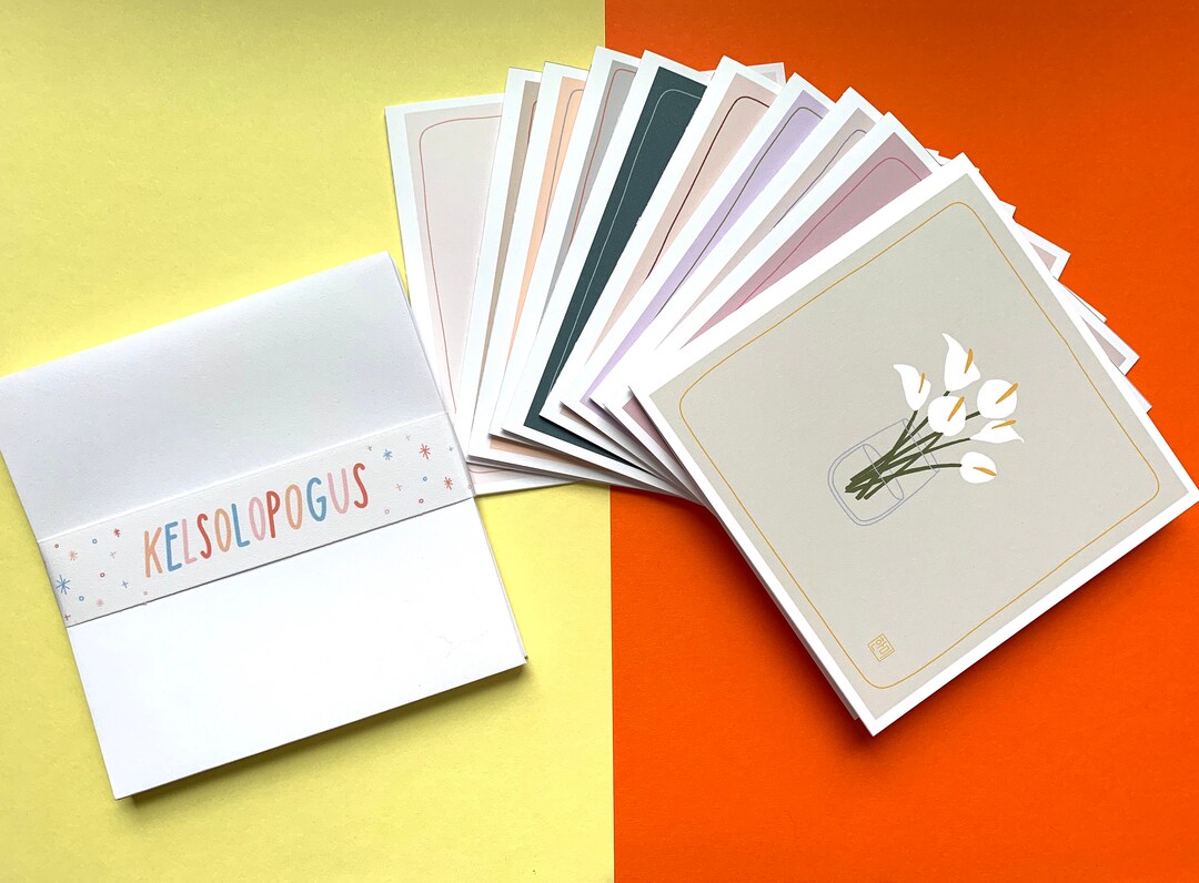 10 Colorful Flower Cards - Etsy