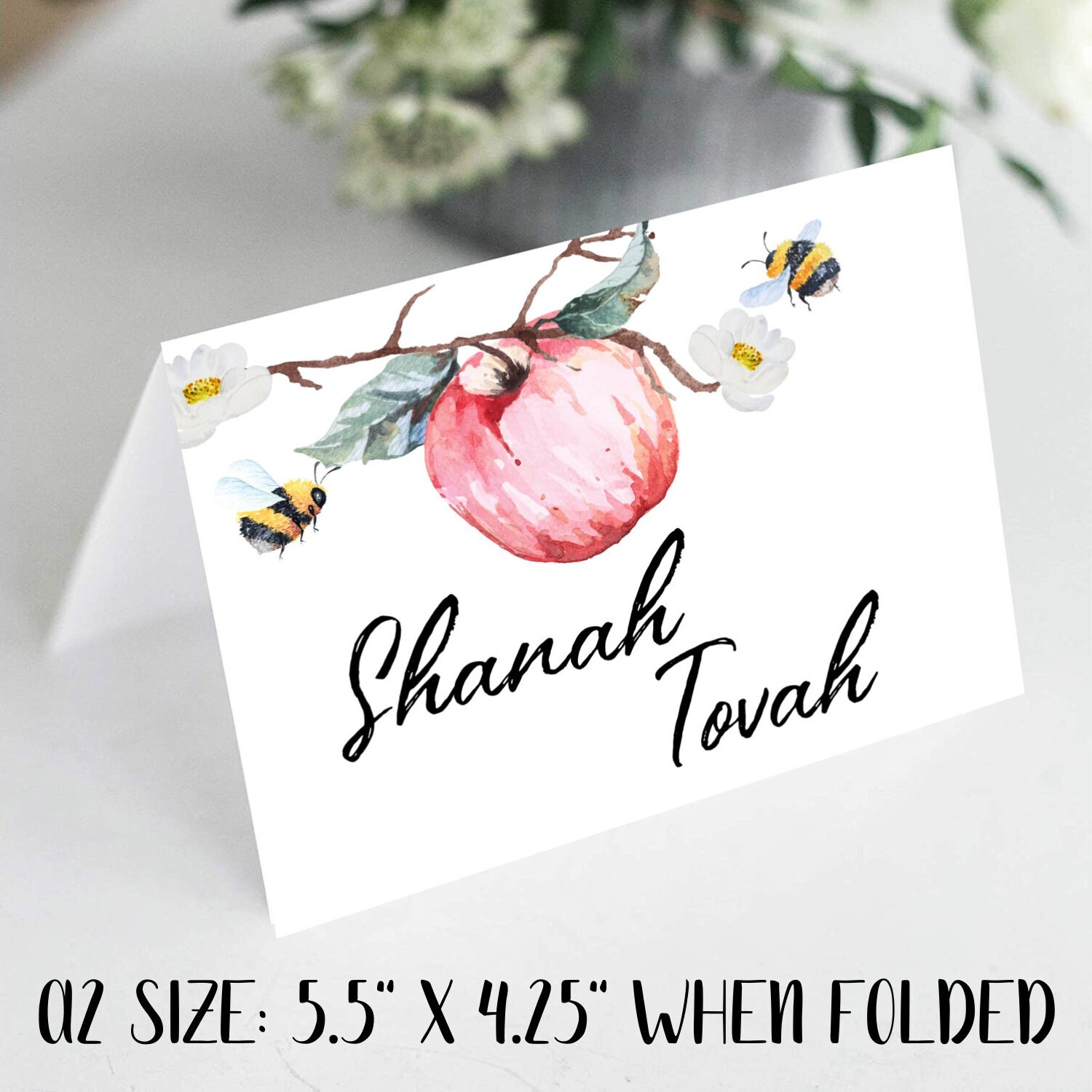 Printable Shanah Tovah Rosh Hashanah Greeting Card, INSTANT DIGITAL ...