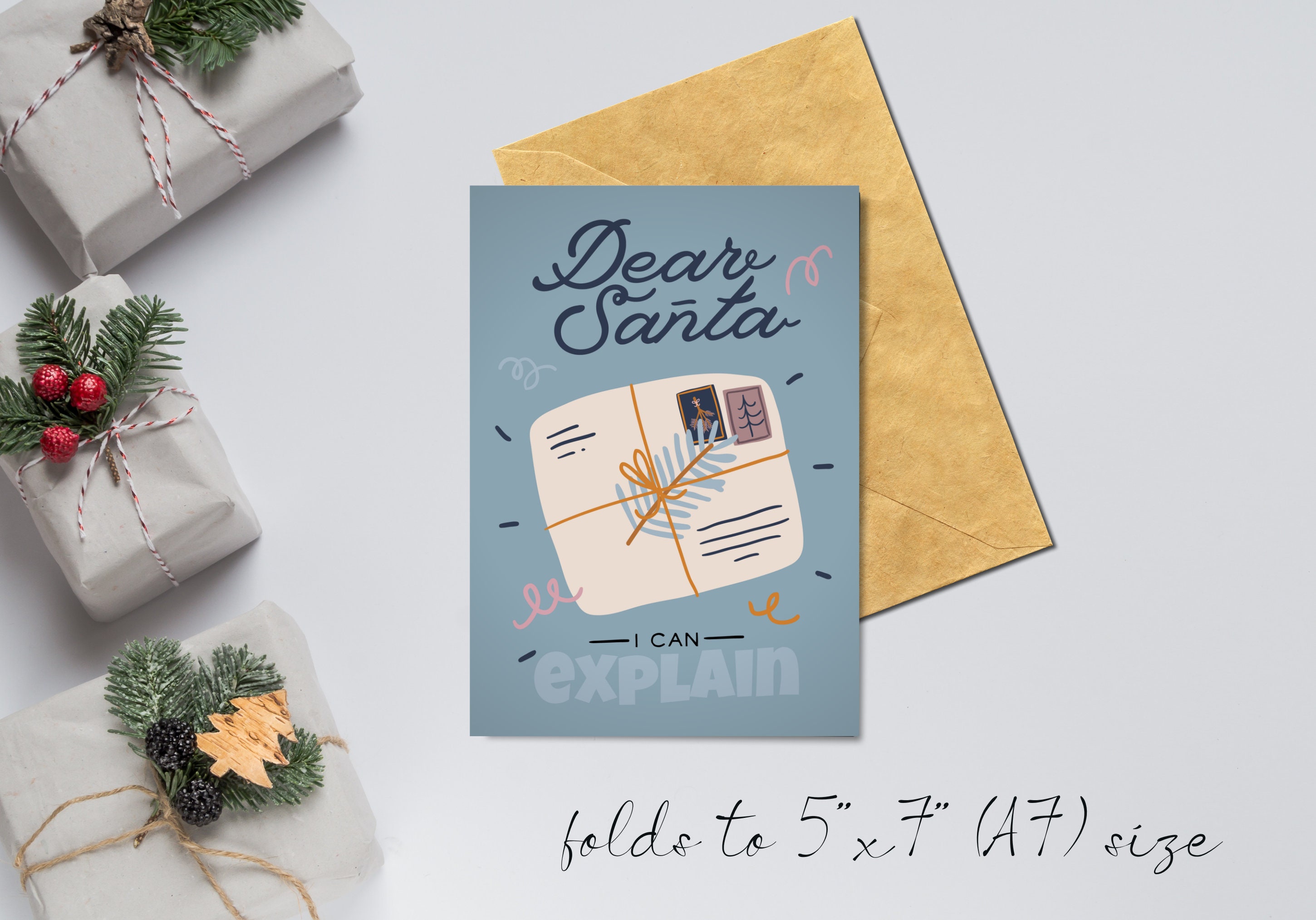 Dear Santa I Can Explain Printable Christmas Card INSTANT - Etsy