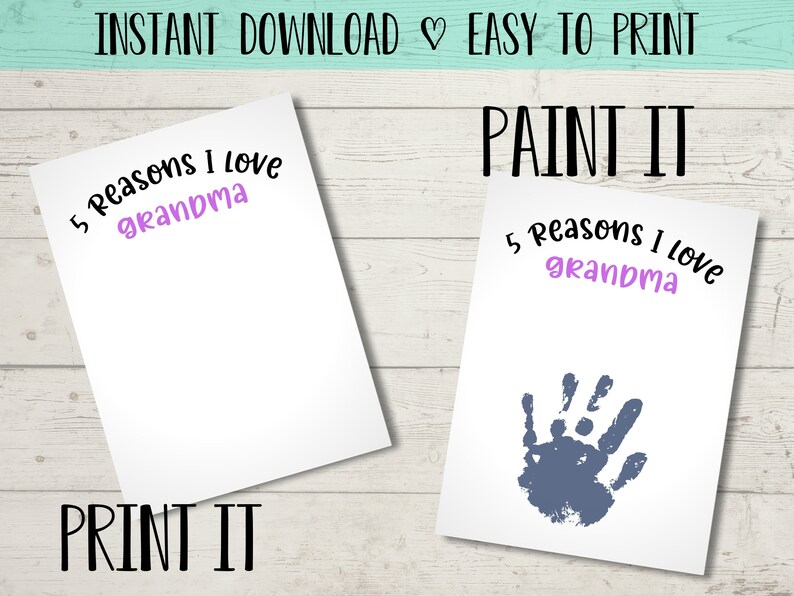 Toddler Grandma Handprint Footprint Art Project Craft Bundle, Printable ...