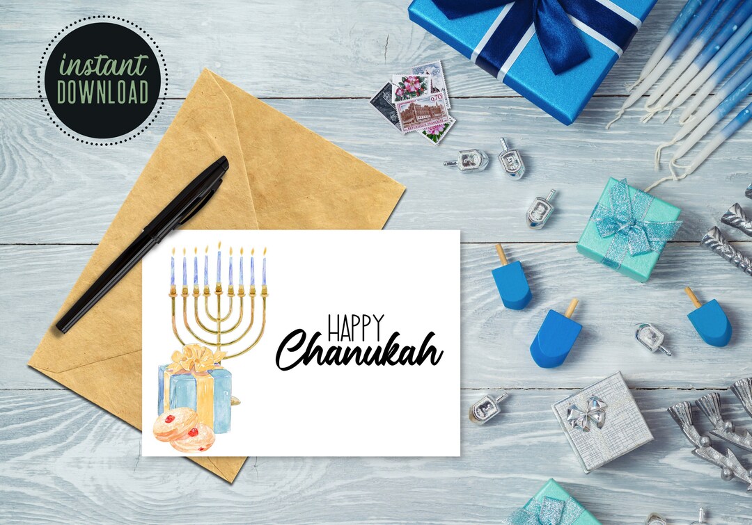 Printable Happy Chanukah Card, INSTANT DOWNLOAD, Printable Hanukkah ...