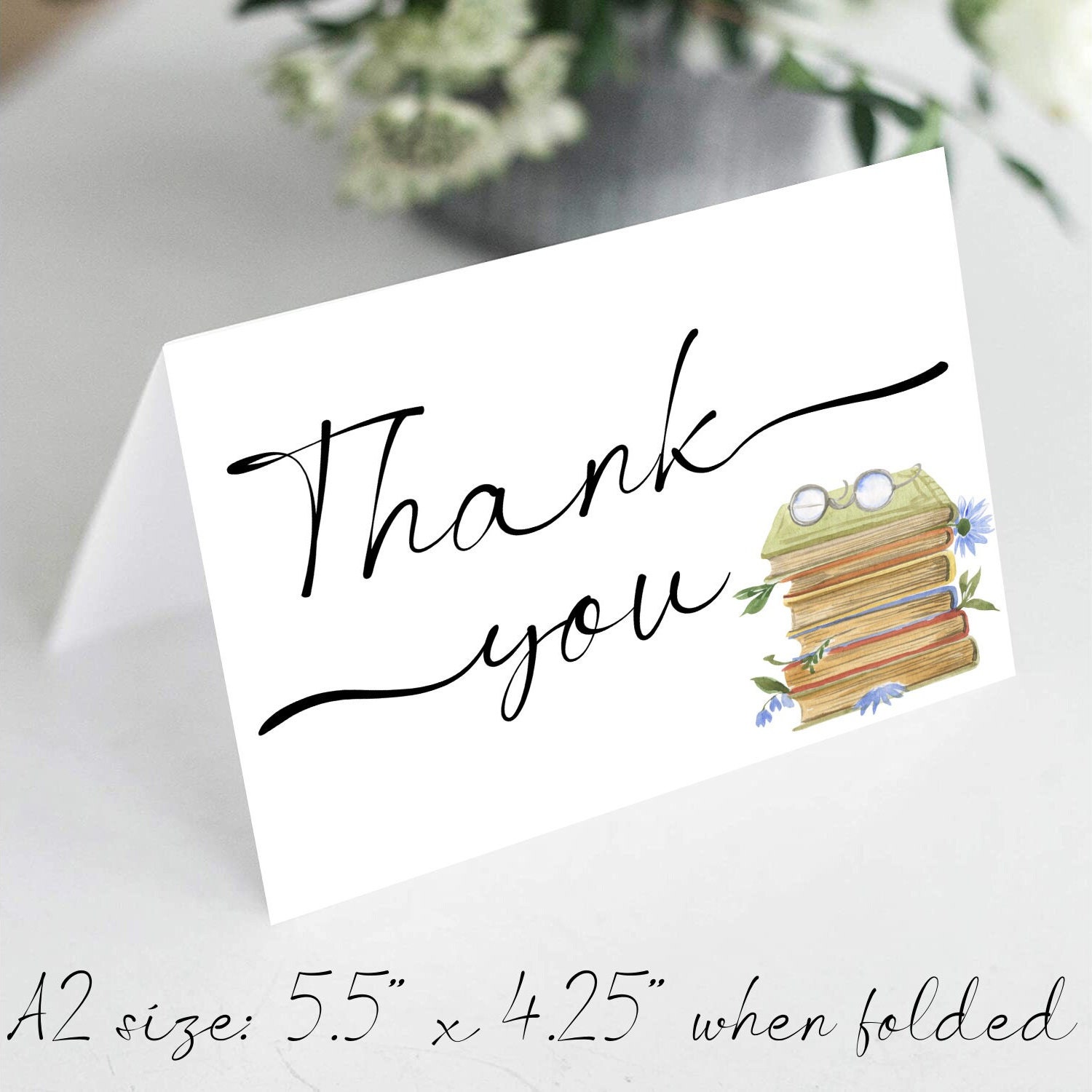 Printable Watercolor Book Thank You Card Printable Book - Etsy