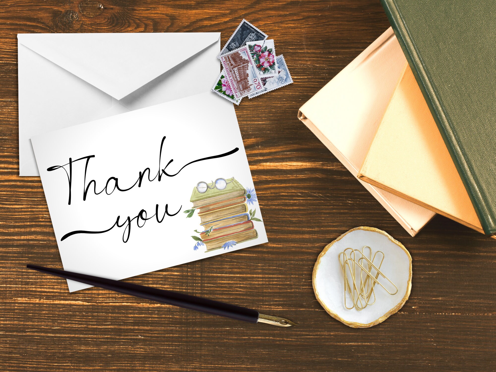 Printable Watercolor Book Thank You Card Printable Book - Etsy