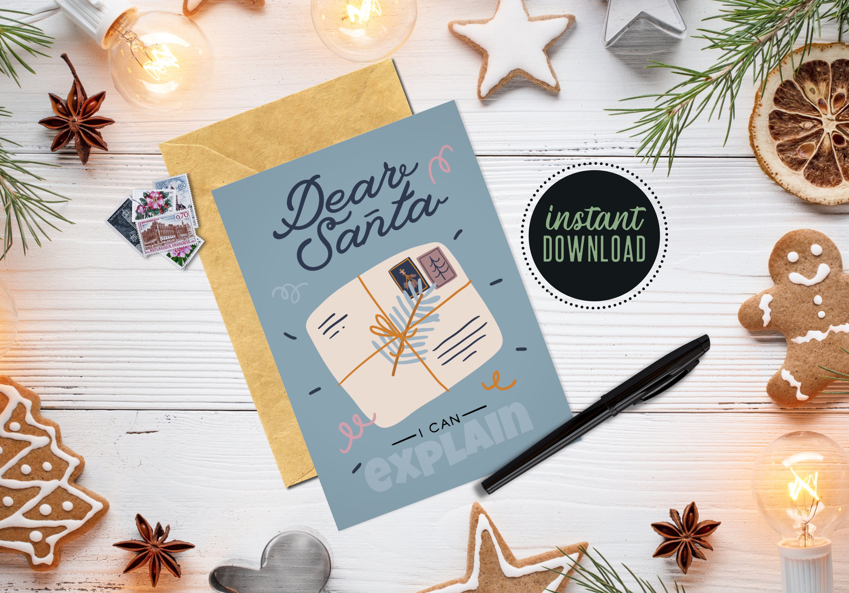 Dear Santa I Can Explain Printable Christmas Card INSTANT - Etsy
