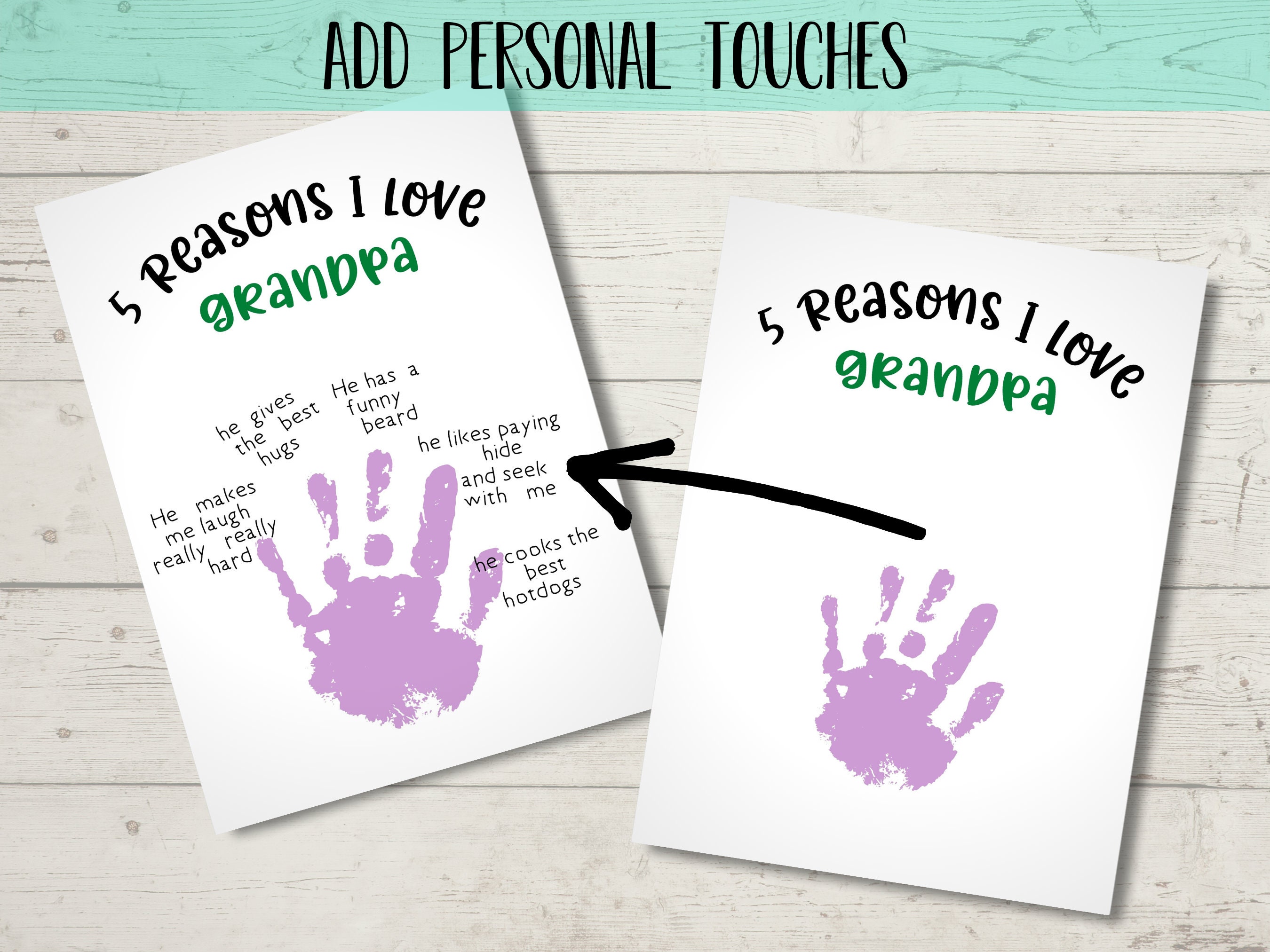 Toddler Grandpa Handprint Footprint Art Project Craft Bundle, Printable ...
