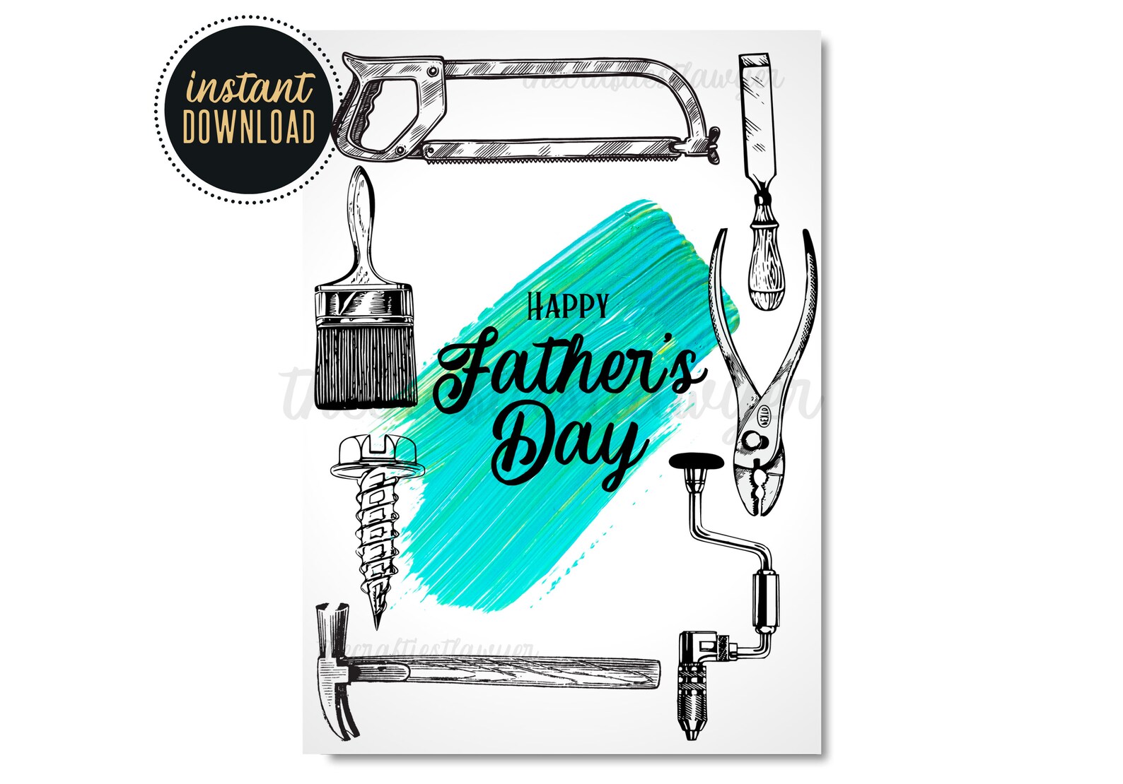 Printable Tools Fathers Day Card, Fathers Day Greeting Card With Tools ...