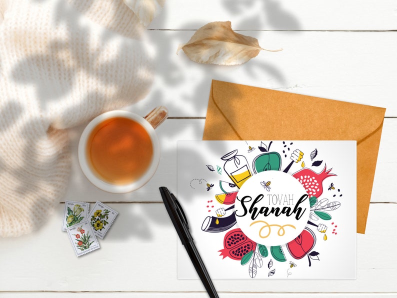 Printable Shanah Tovah Rosh Hashanah Greeting Card INSTANT - Etsy