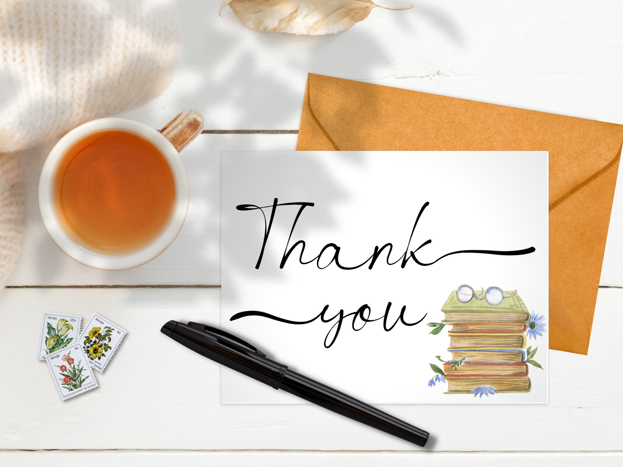 Printable Watercolor Book Thank You Card Printable Book - Etsy