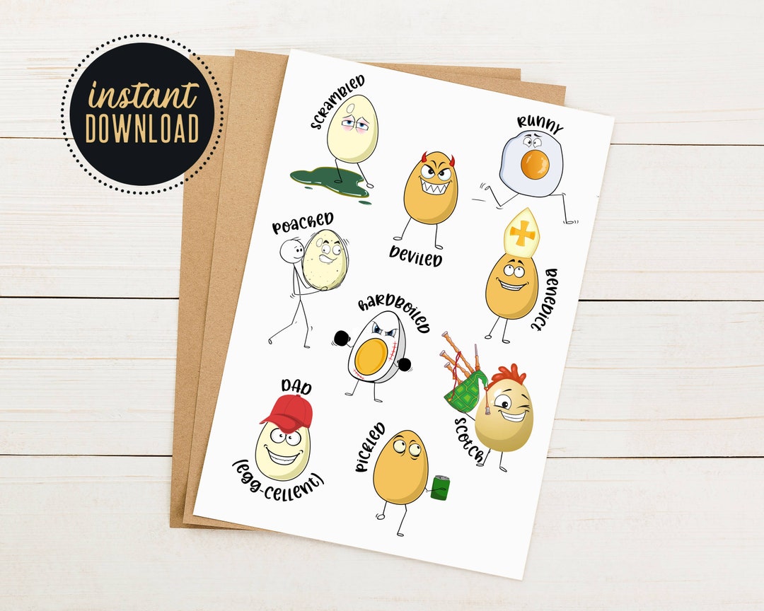 Printable Funny Father's Day Card, Father's Day Egg Pun, Father's Day ...
