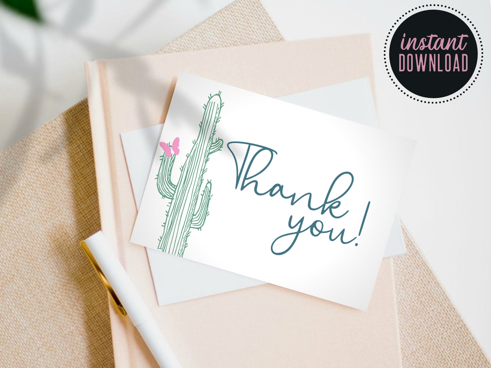 Printable Cactus Thank You Card INSTANT DOWNLOAD A2 Folded - Etsy