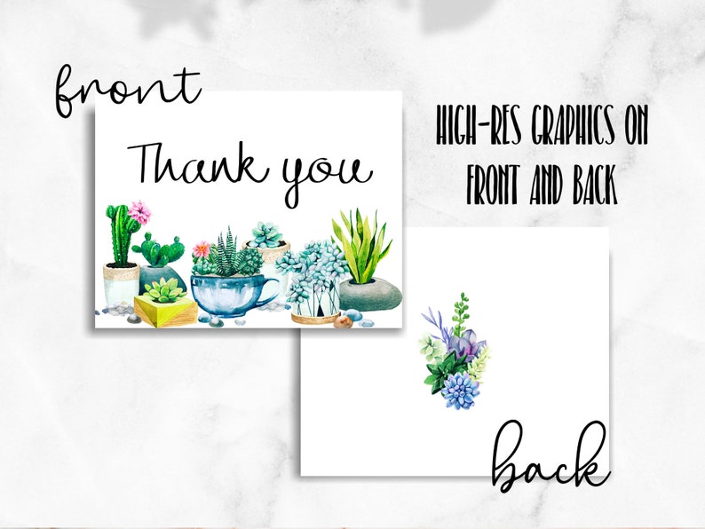 Printable Cactus Thank You Card, INSTANT DOWNLOAD, A2 Folded Greeting ...