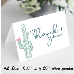 Printable Cactus Thank You Card, INSTANT DOWNLOAD, A2 Folded Greeting ...
