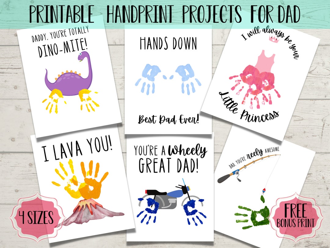 Fathers Day Toddler Handprint Footprint Art Project Craft Bundle for ...