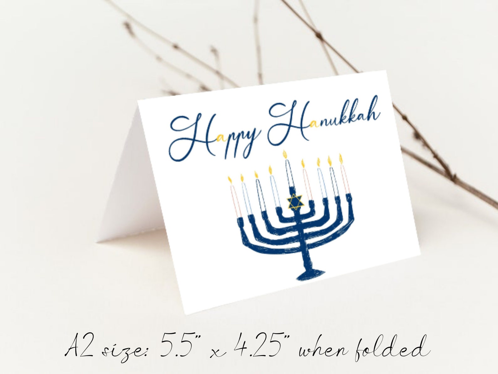 Printable Hanukkah Greeting Card, INSTANT DIGITAL DOWNLOAD, A2 Happy ...