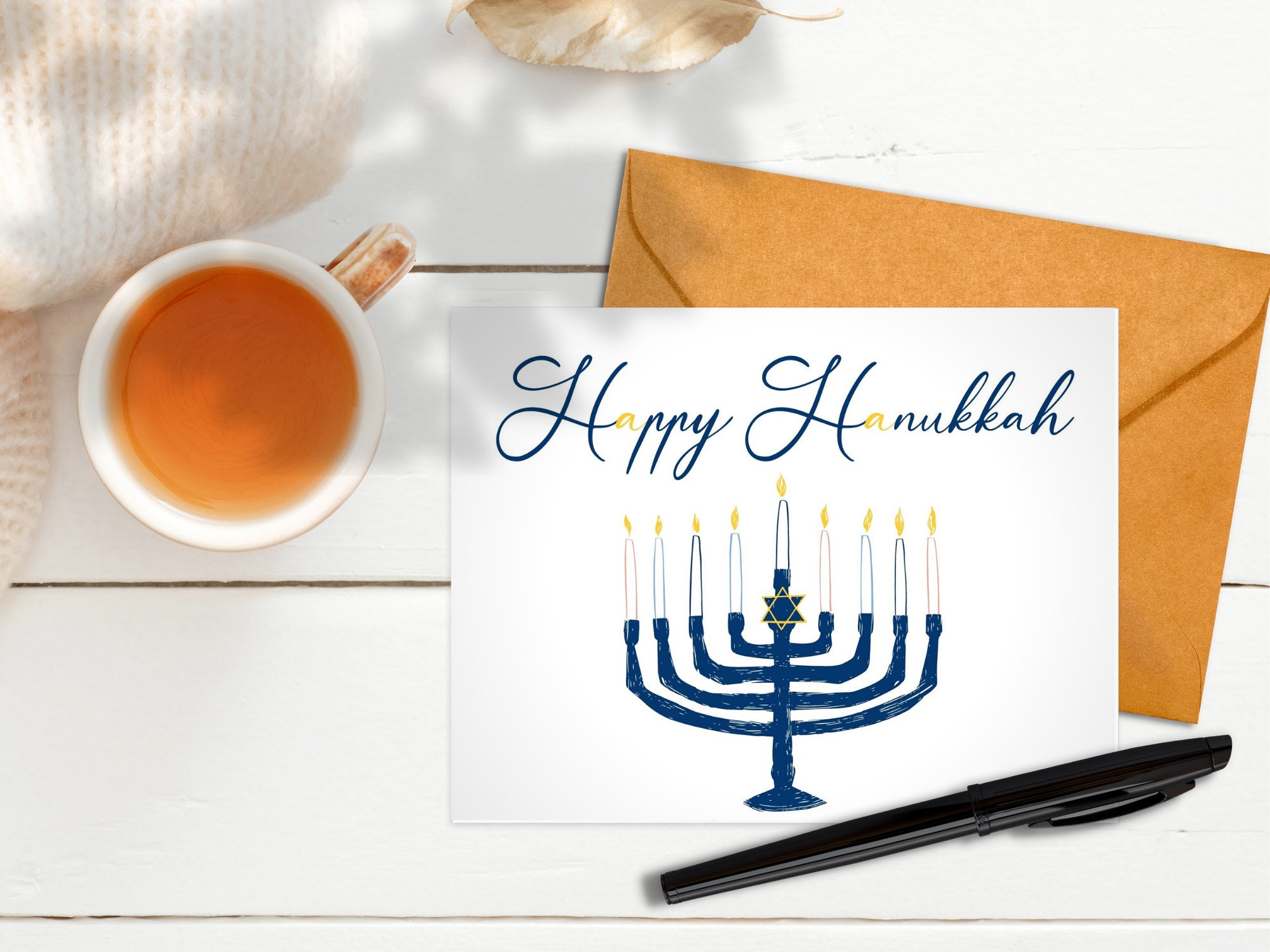 Printable Hanukkah Greeting Card, INSTANT DIGITAL DOWNLOAD, A2 Happy ...