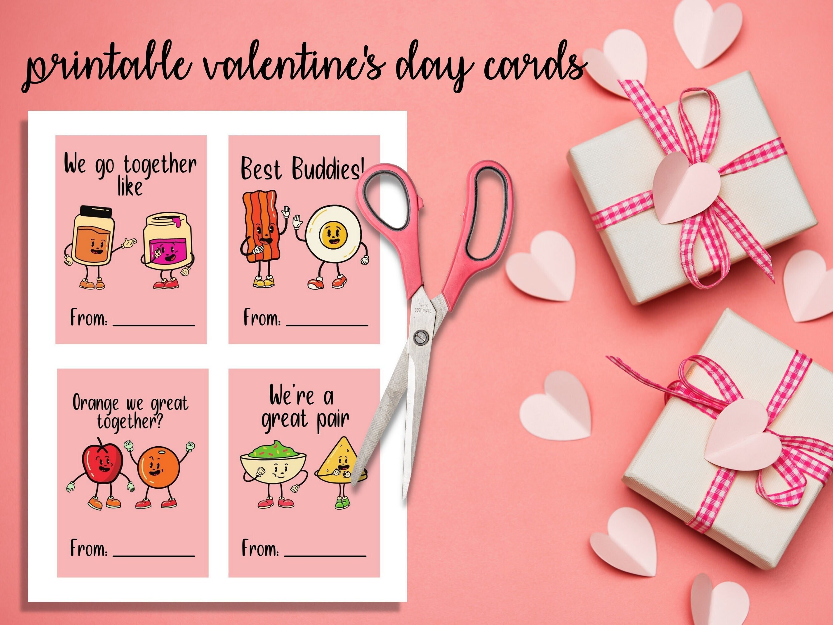 Instant Download Kids Cute Foodie Valentine Card Set - Etsy
