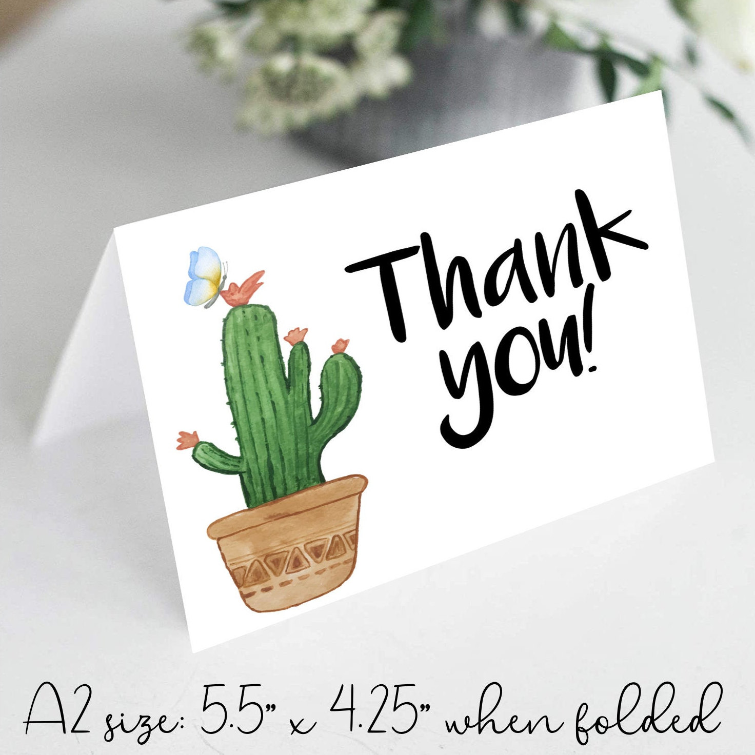 Printable Cactus Thank You Card INSTANT DOWNLOAD A2 Folded - Etsy
