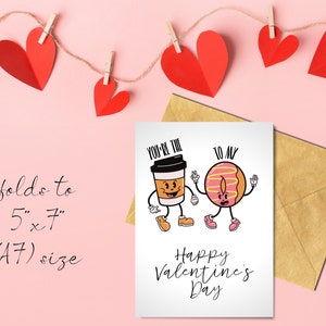 Printable You Are the Coffee to My Donut Valentine's Day Card, Funny ...