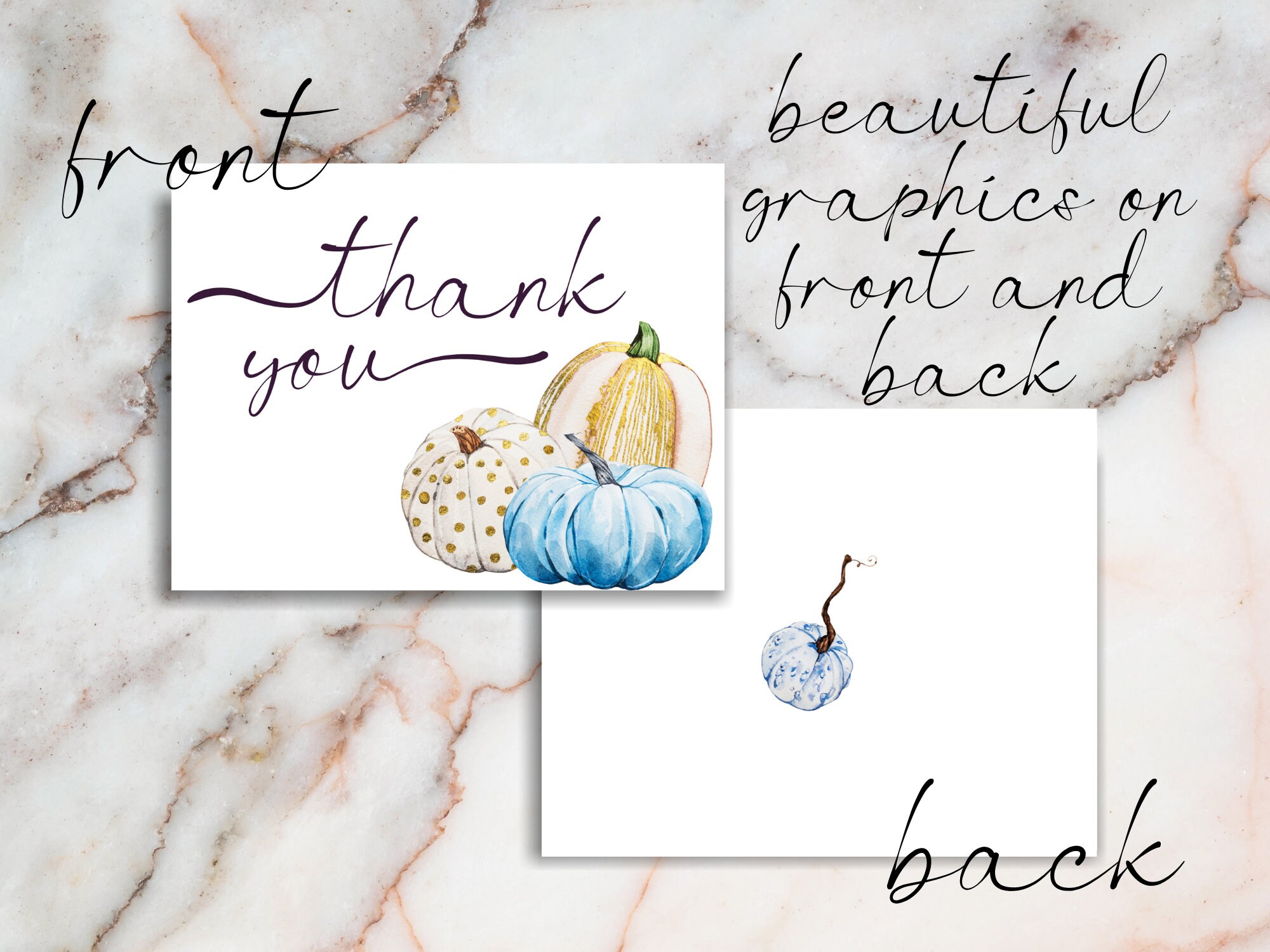 Printable Watercolor Pumpkin Thank You Card, Printable Fall Autumn ...