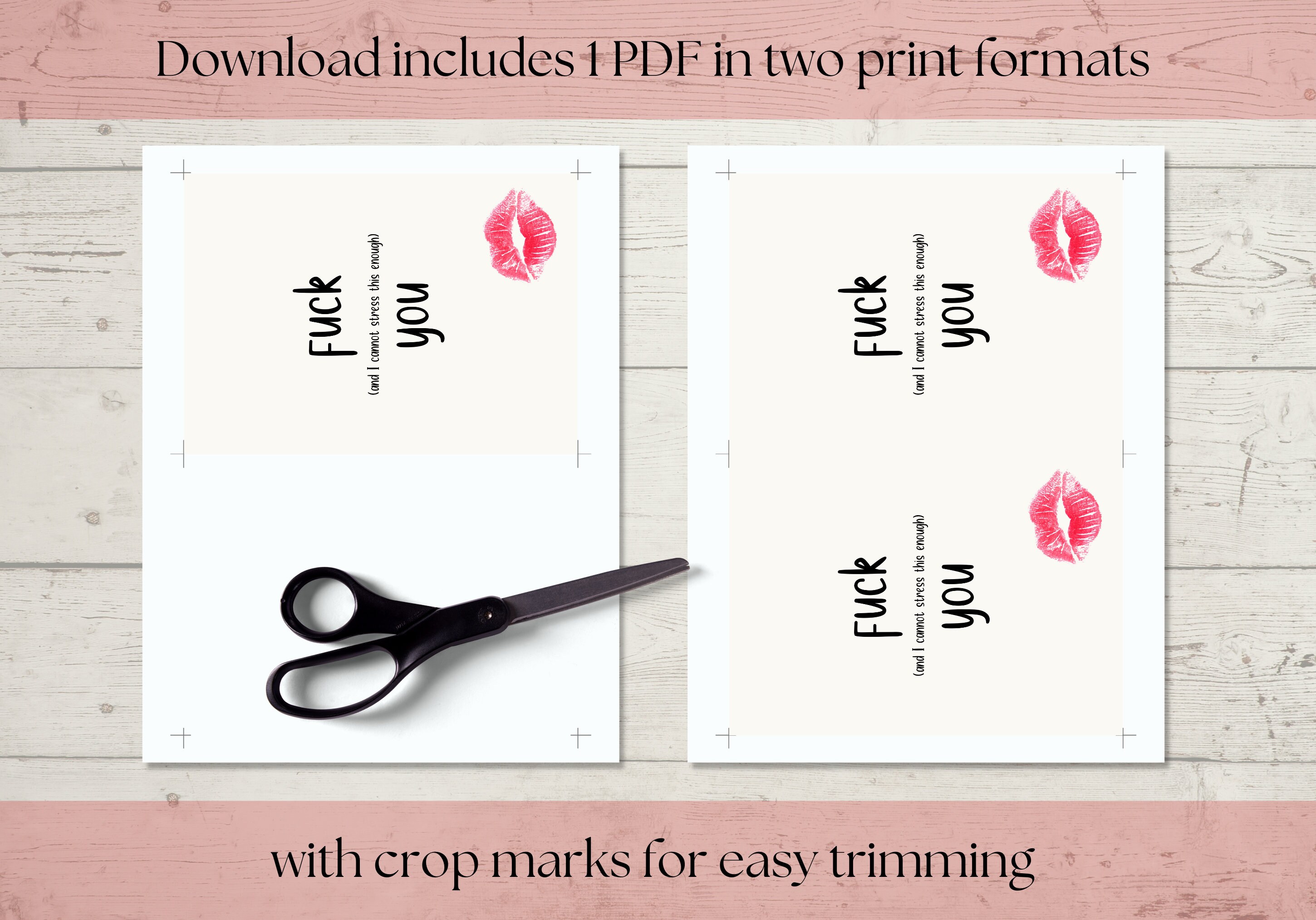 Printable F You Greeting Card, Funny Insult Postcard, A7 Blank Greeting ...