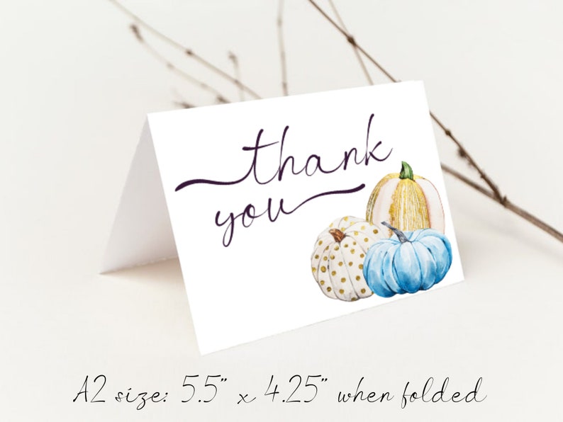 Printable Watercolor Pumpkin Thank You Card, Printable Fall Autumn ...