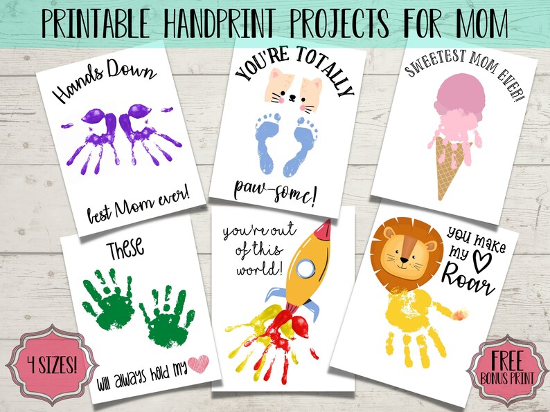Toddler Mom Handprint Footprint Art Project Craft Bundle, Mother's Day ...