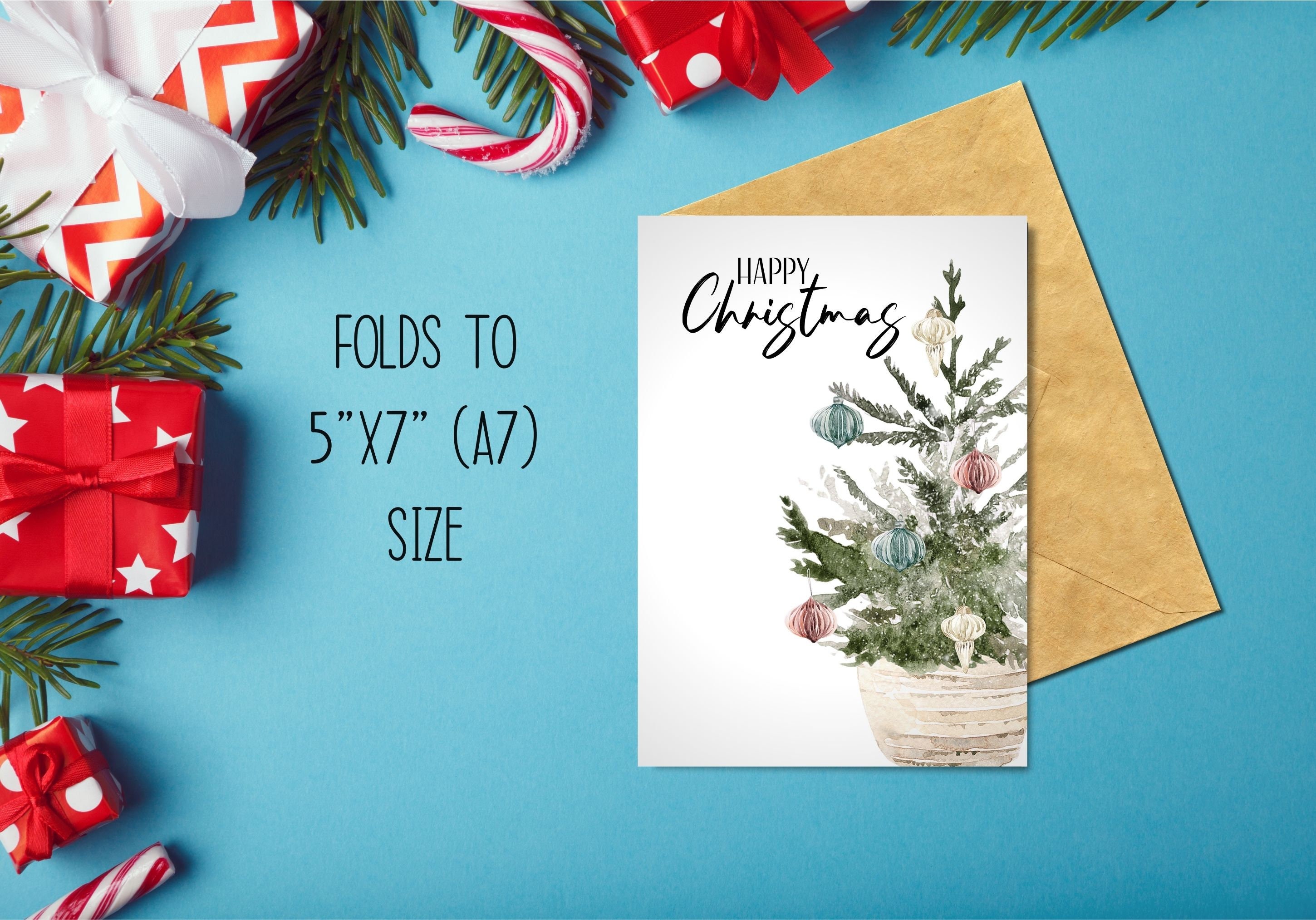 Happy Christmas Printable Card, INSTANT DIGITAL DOWNLOAD, Printable ...