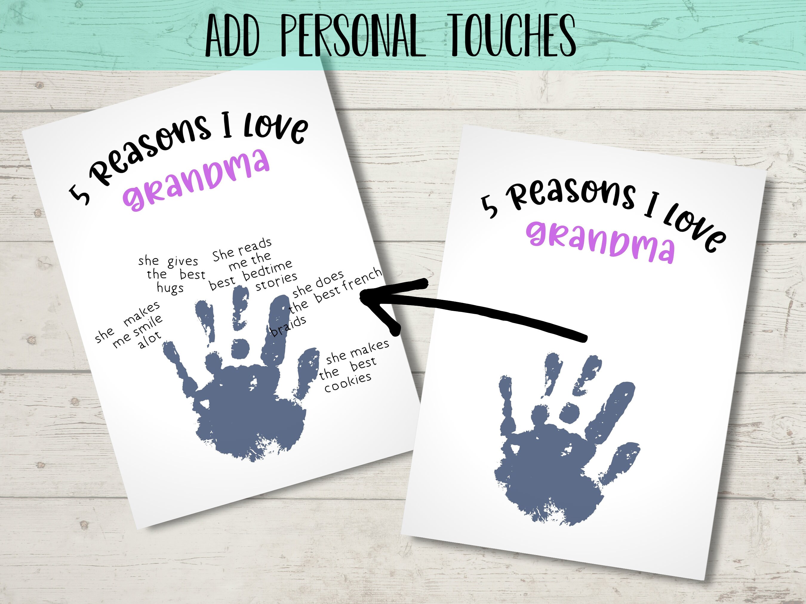 Toddler Grandma Handprint Footprint Art Project Craft Bundle, Printable ...