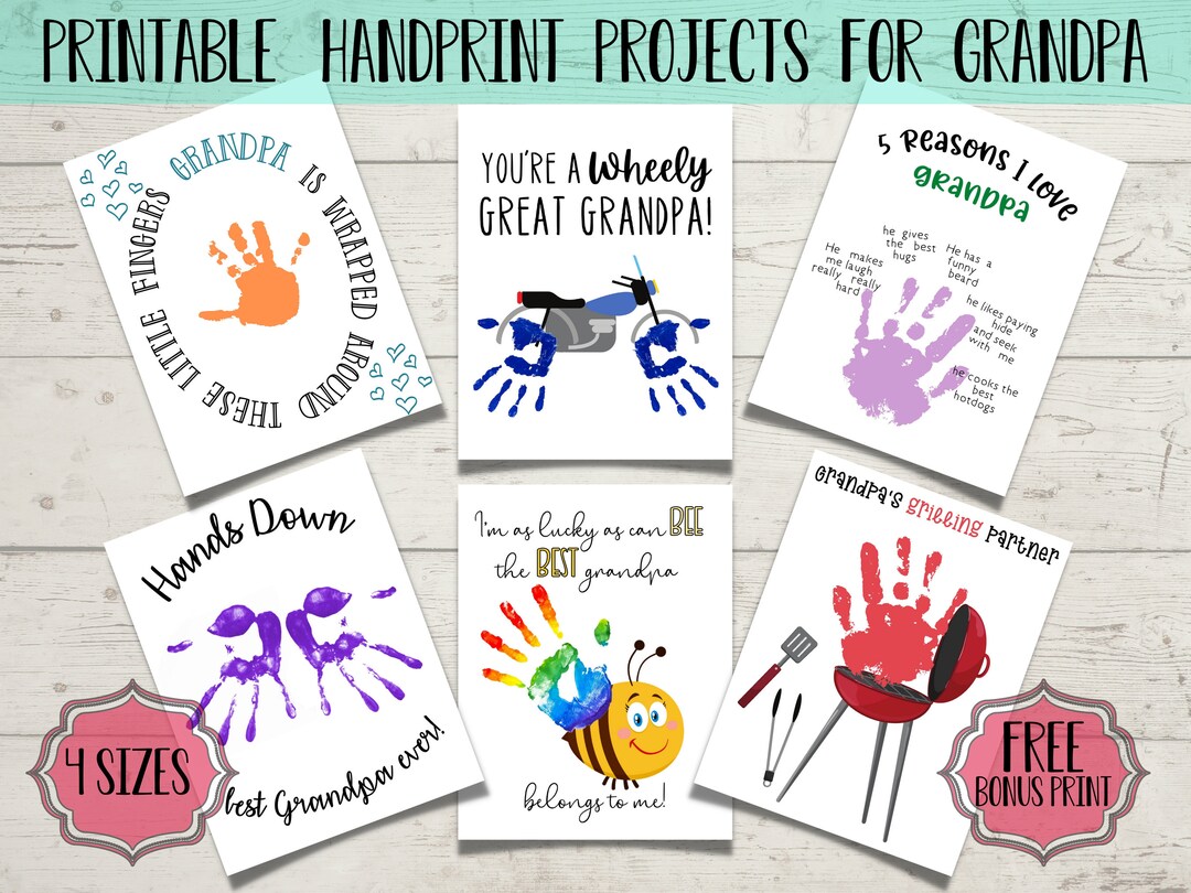 Toddler Grandpa Handprint Footprint Art Project Craft Bundle, Printable ...