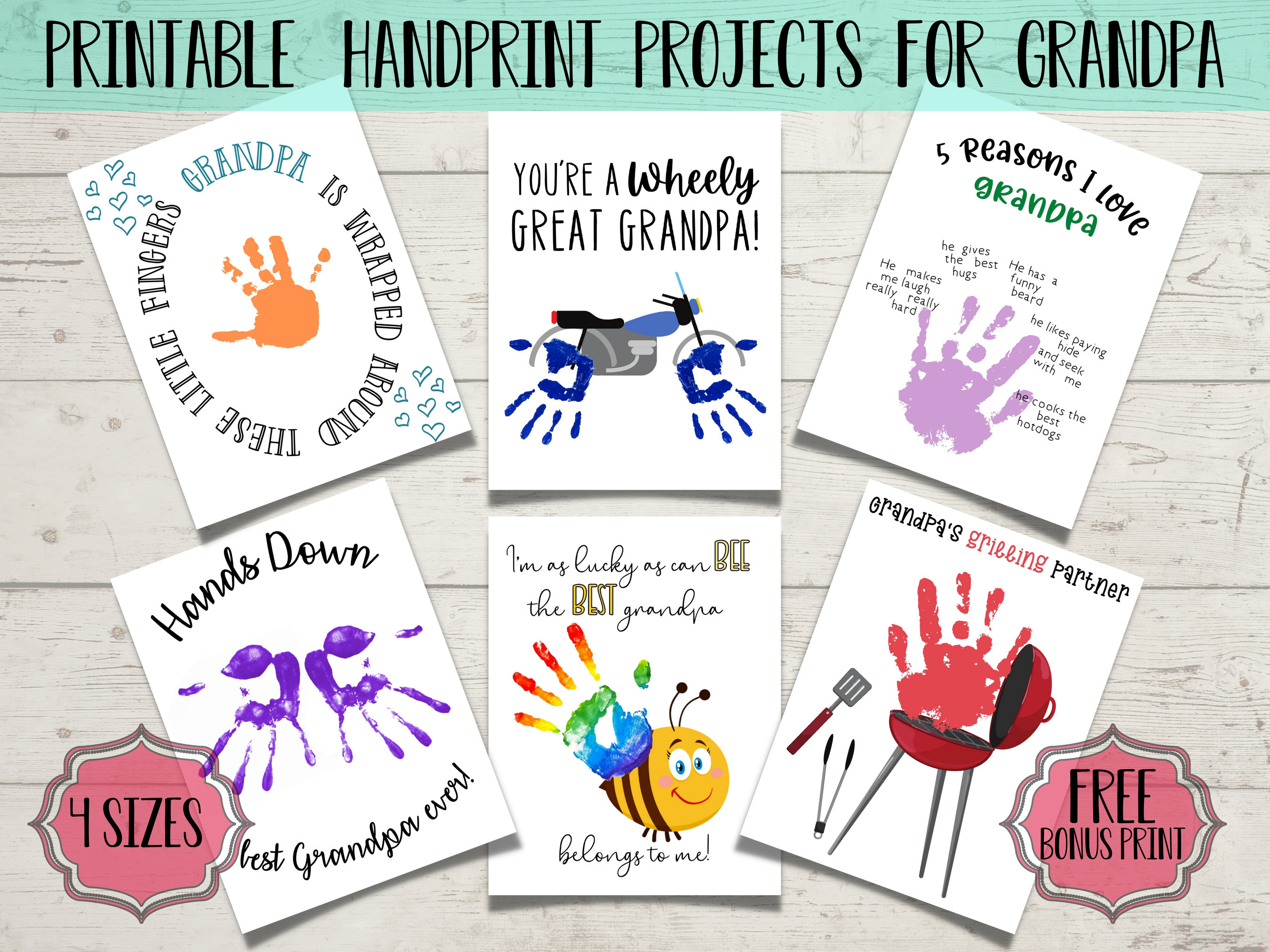 Toddler Grandpa Handprint Footprint Art Project Craft Bundle, Printable ...