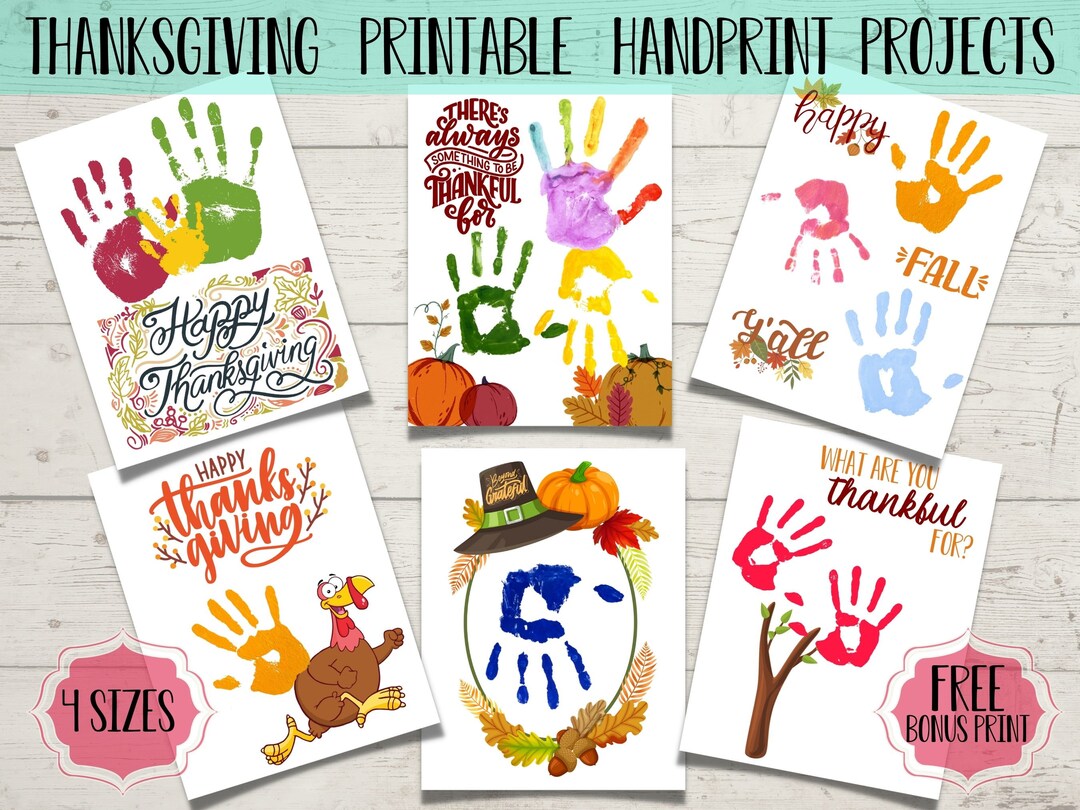 Thanksgiving Handprint Footprint Art Project Craft Bundle, Autumn Fall ...