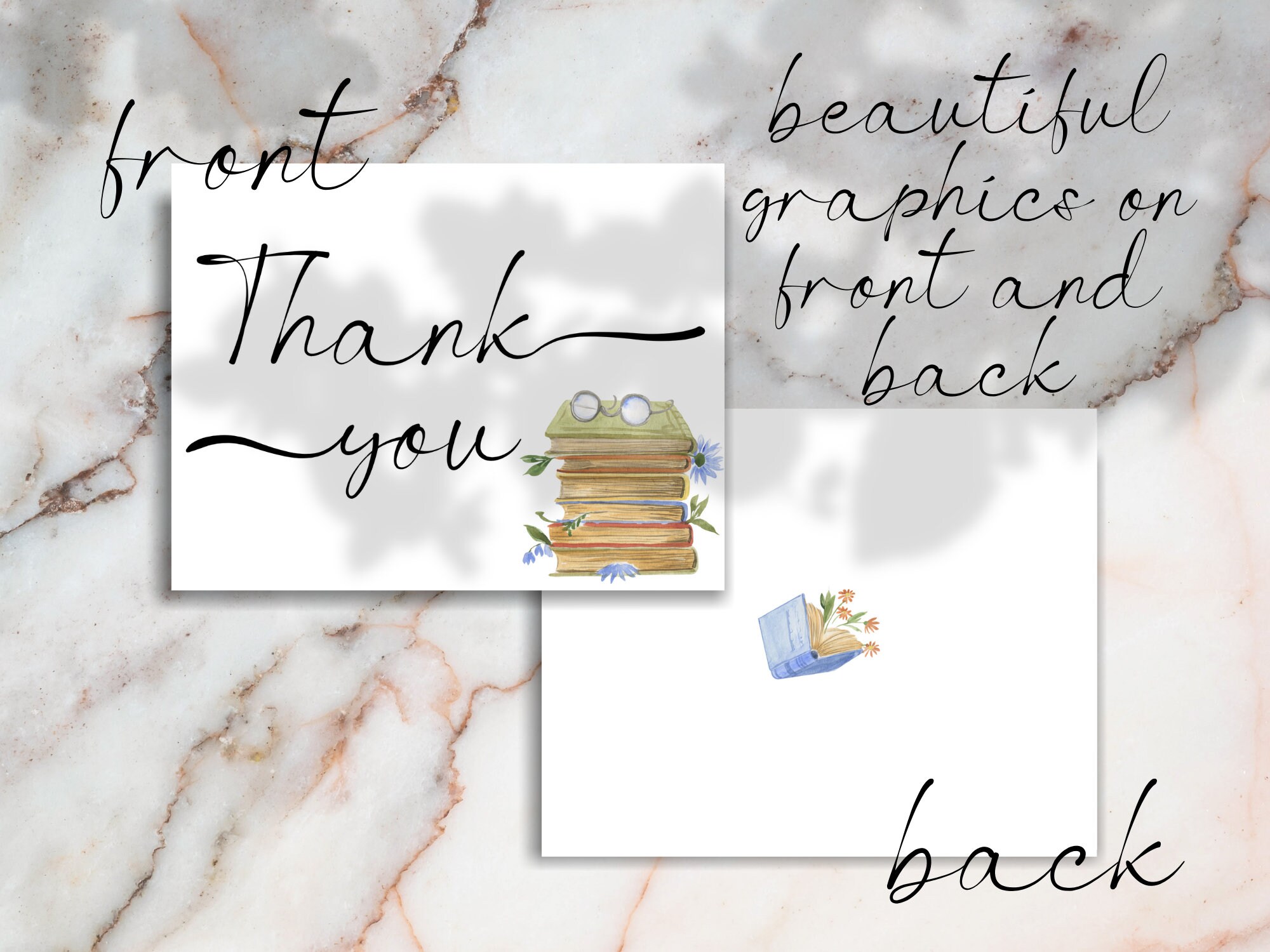 Printable Watercolor Book Thank You Card Printable Book - Etsy