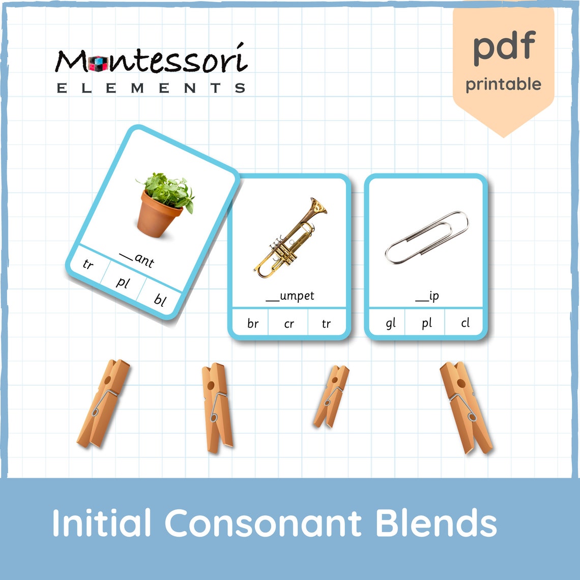 MONTESSORI PHONICS - Blue Scheme, Initial Consonant Blends, Diagraphs ...