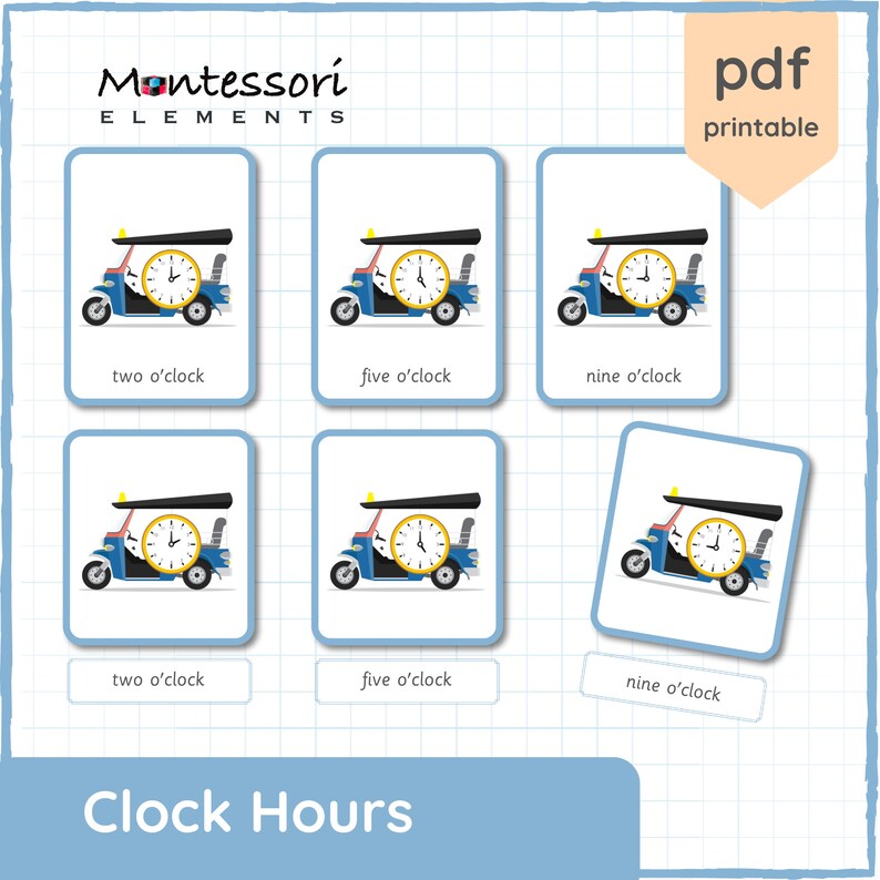CLOCK HOURS - Telling Time, Reading a Clock, Clock Three Part Card ...