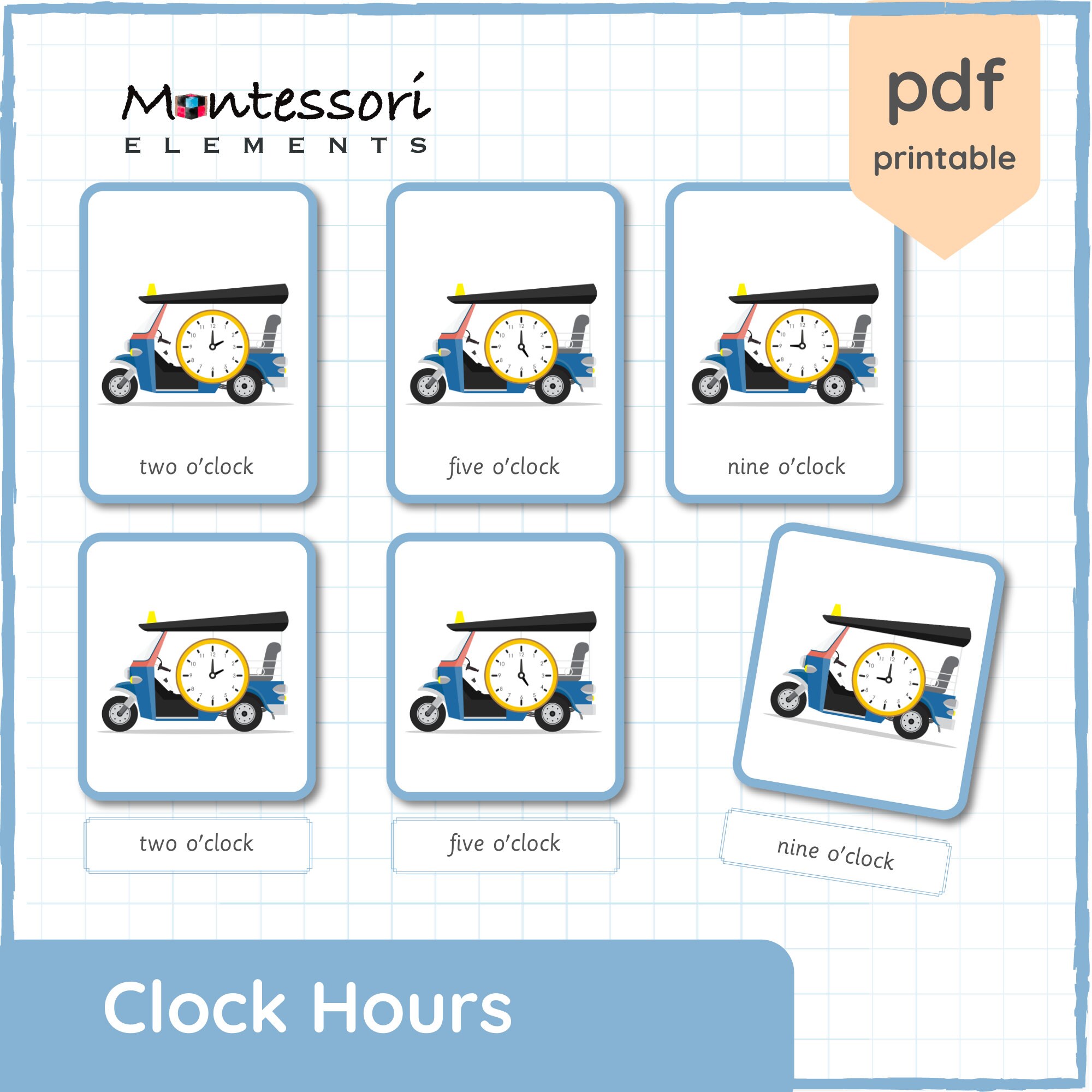 CLOCK HOURS - Telling Time, Reading a Clock, Clock Three Part Card ...