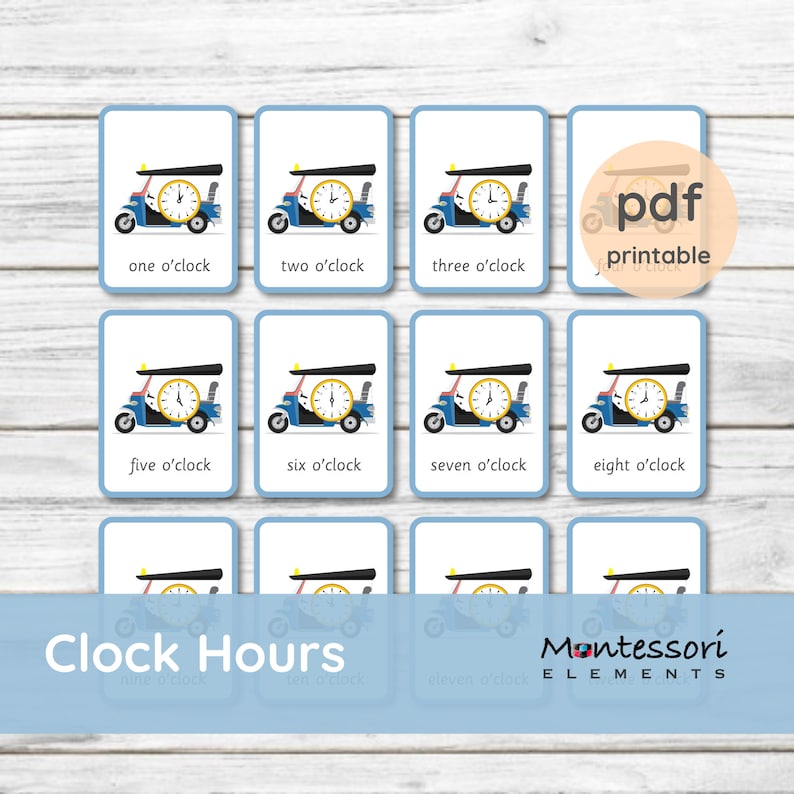 CLOCK HOURS - Telling Time, Reading a Clock, Clock Three Part Card ...