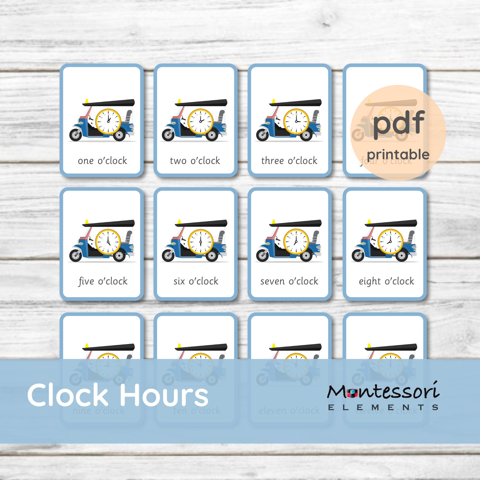 CLOCK HOURS - Telling Time, Reading a Clock, Clock Three Part Card ...