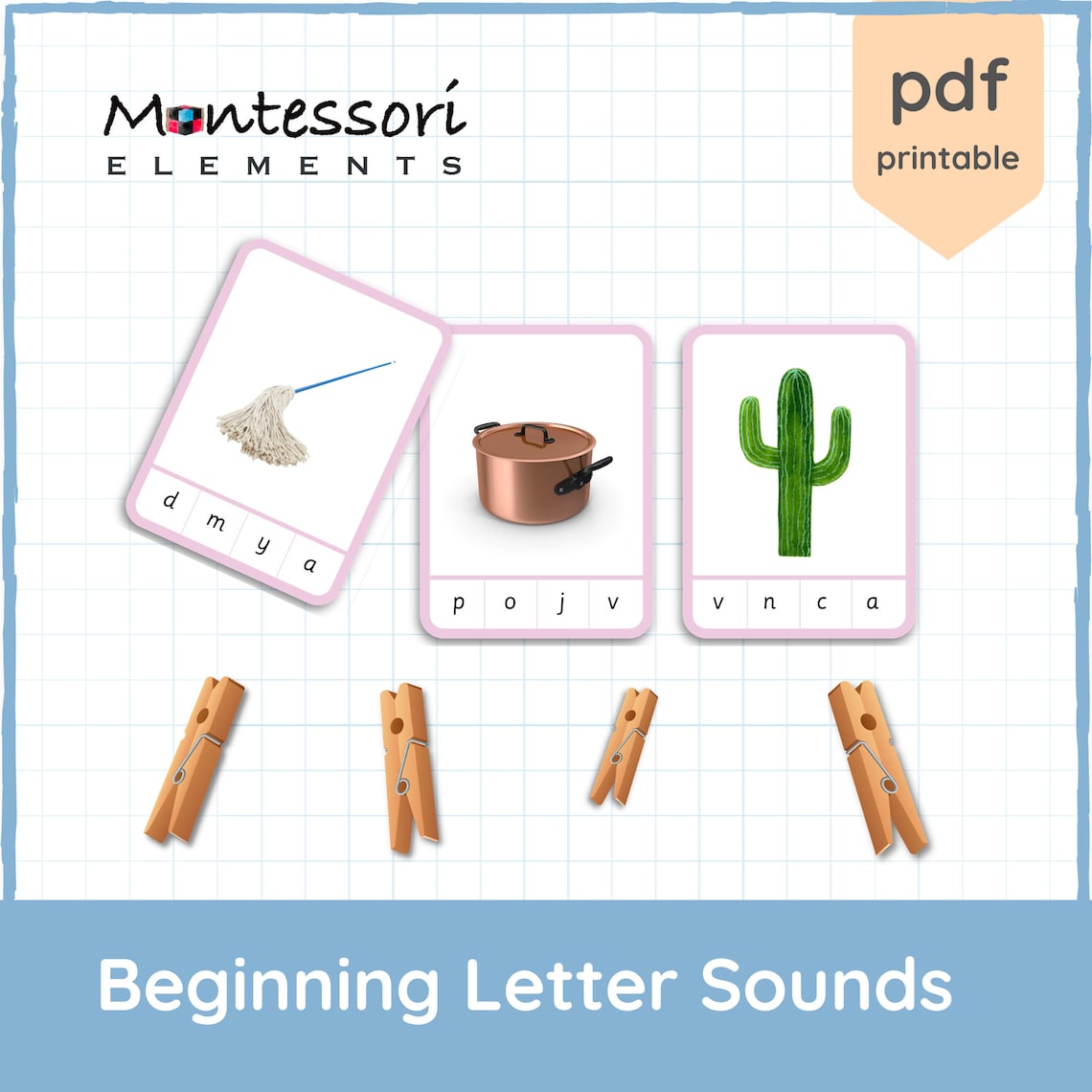 BEGINNING LETTER SOUND - Montessori Language Materials, Clip Cards ...