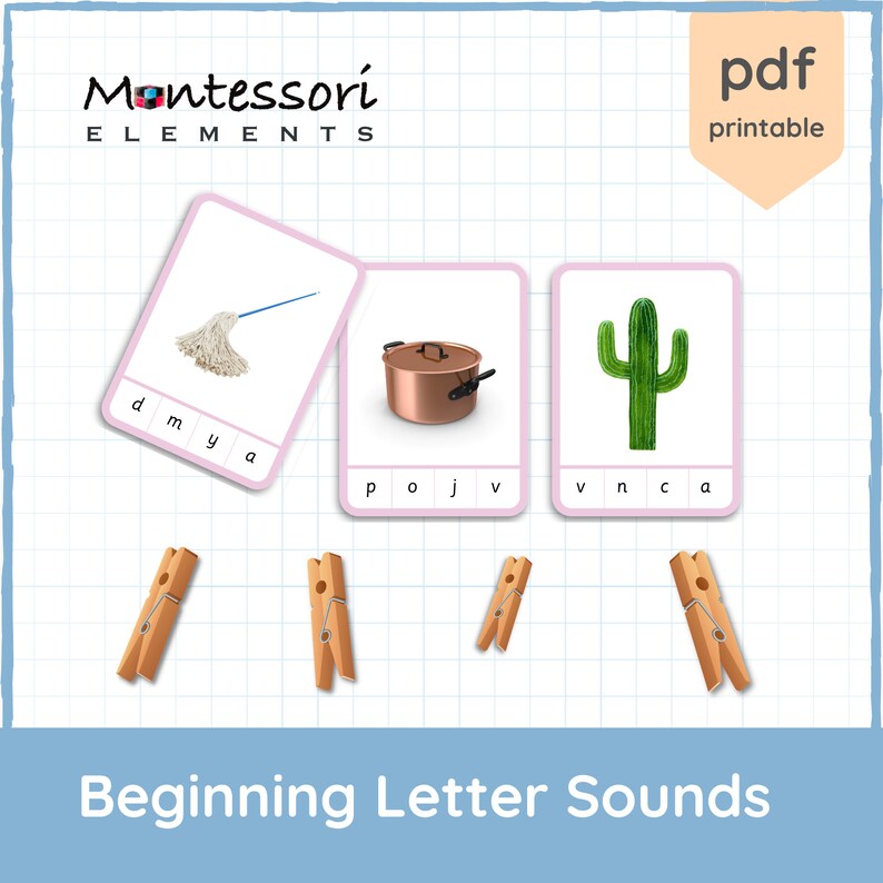 BEGINNING LETTER SOUND - Montessori Language Materials, Clip Cards ...