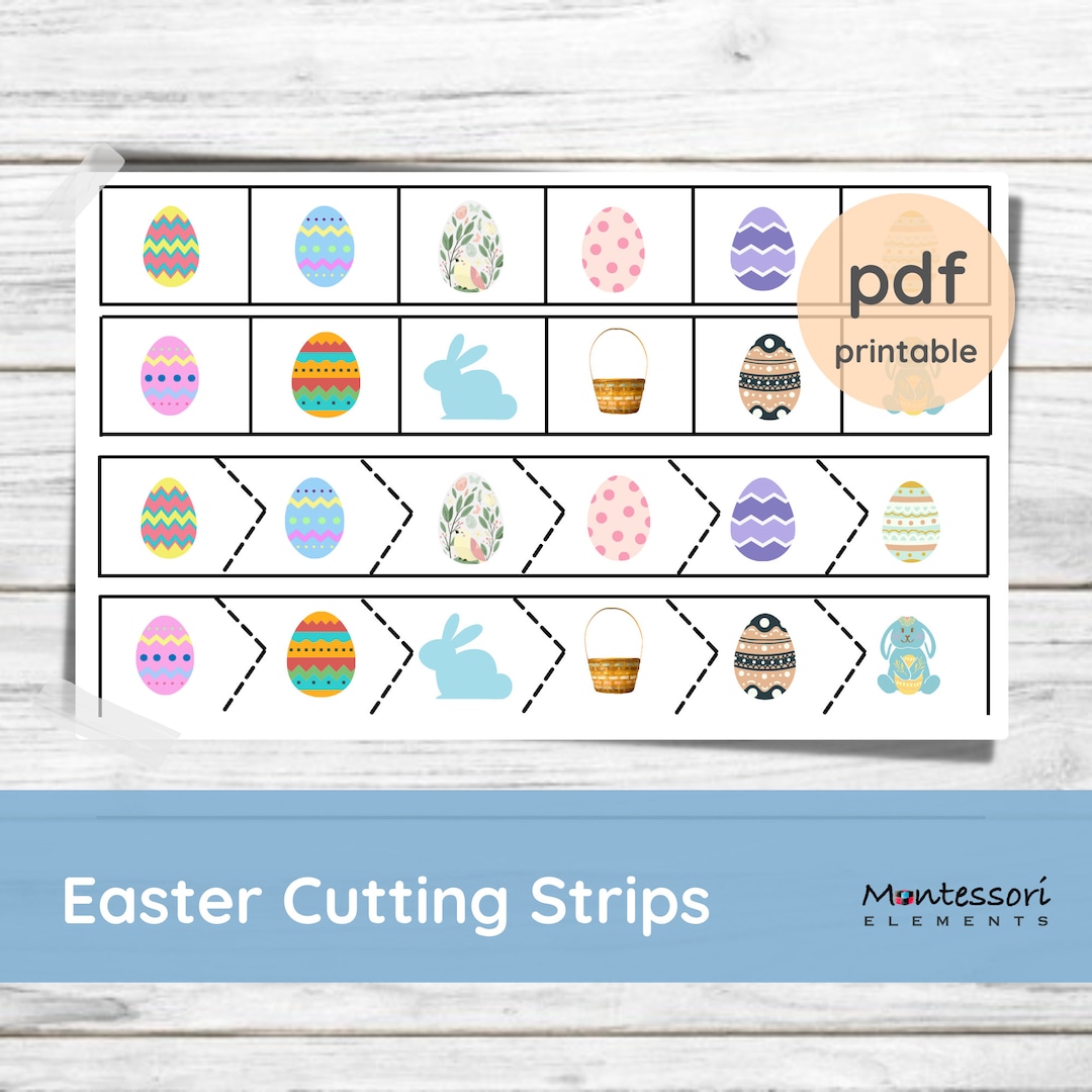 EASTER Cutting Strips, Easter Theme, Homeschool, Practical Life ...