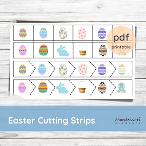 EASTER Cutting Strips, Easter Theme, Homeschool, Practical Life ...