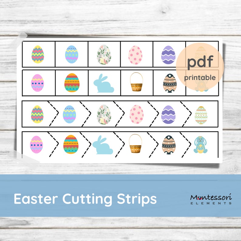 EASTER Cutting Strips, Easter Theme, Homeschool, Practical Life ...