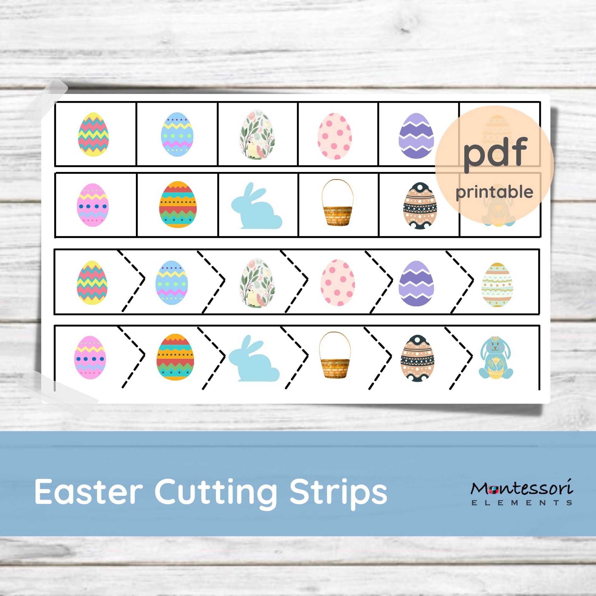 EASTER Cutting Strips, Easter Theme, Homeschool, Practical Life ...