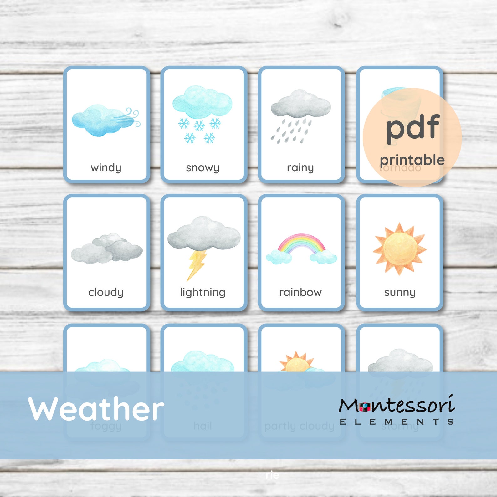 WEATHER Montessori Cards, Three Part Cards, Nomenclature Cards ...