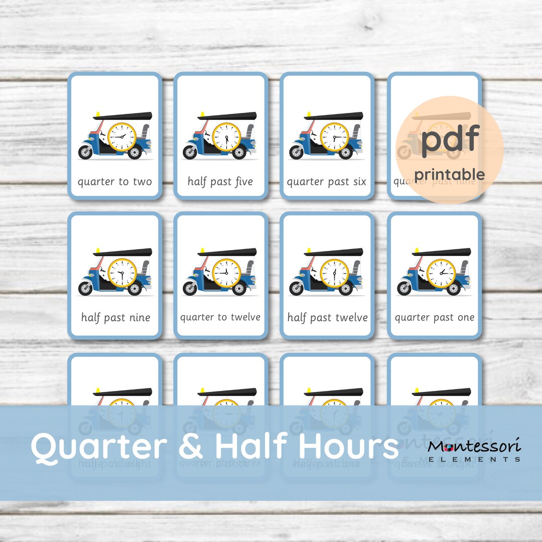 QUARTER and HALF Hours - Telling Time, Reading a Clock, Clock Three ...