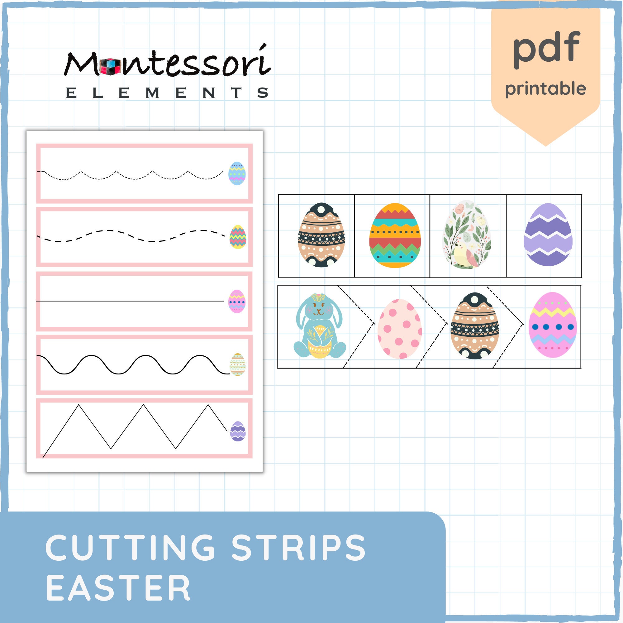 EASTER Cutting Strips, Easter Theme, Homeschool, Practical Life ...