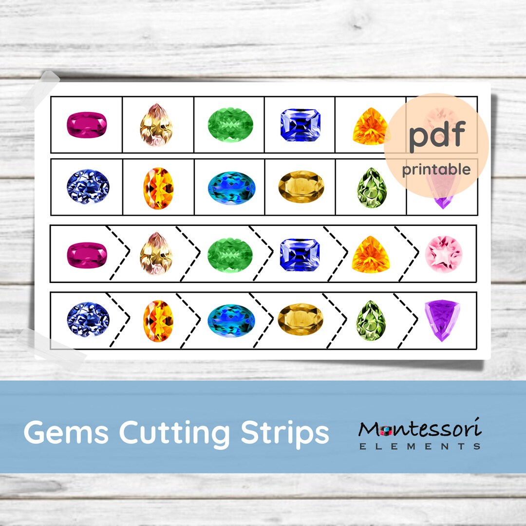 GEMS Cutting Strips, Montessori Cutting Activity, Scissors Activity ...