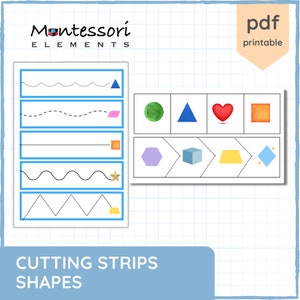 SHAPES Cutting Strips, Shapes Theme, Montessori Cutting Activity ...