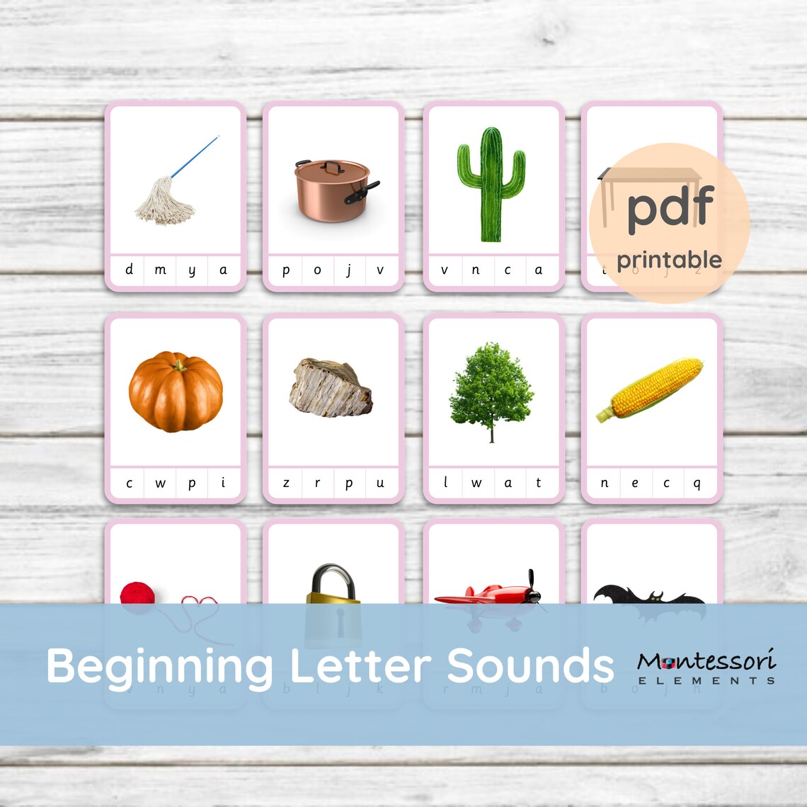 BEGINNING LETTER SOUND - Montessori Language Materials, Clip Cards ...
