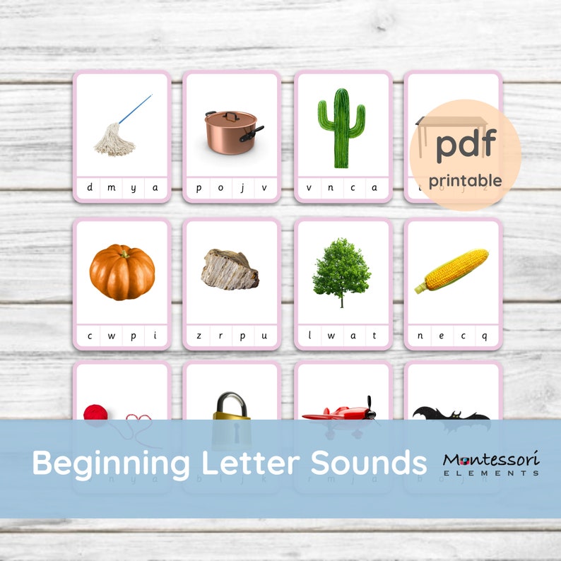 BEGINNING LETTER SOUND - Montessori Language Materials, Clip Cards ...